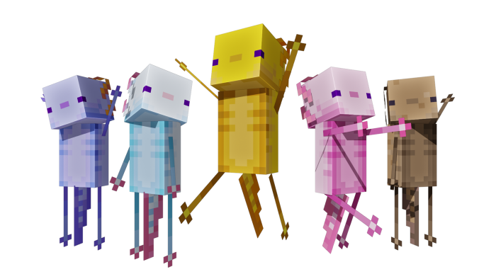 AXOLOTLS Skin Pack(5 Skins) - Mods for Minecraft