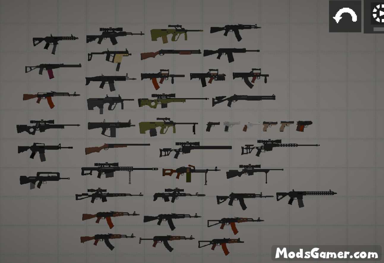 Weapon pack Mod[45 Guns] - Mods for Melon Playground Sandbox PG