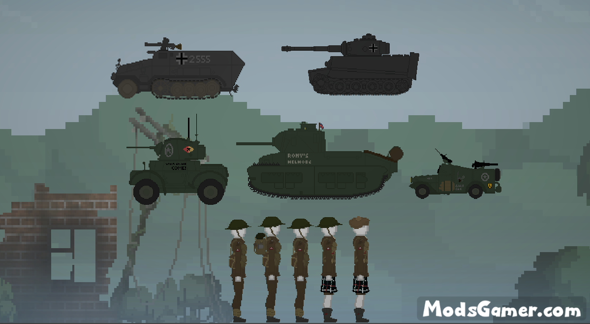 World War II Soldiers and Tanks Armored Car Mod - Mods for Melon Playground Sandbox PG