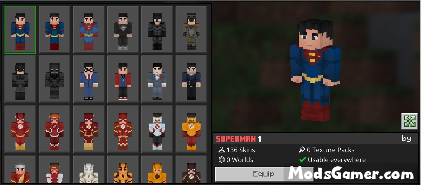 Minecraft PE Skin Pack: DC Universe | ModsGamer.com