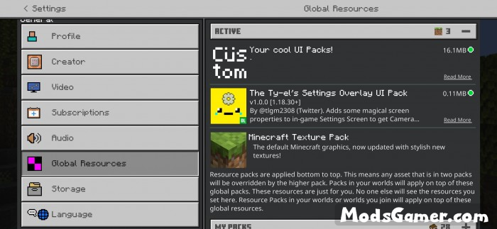 The Ty-el's Settings Overlay UI Pack - Mods for Minecraft