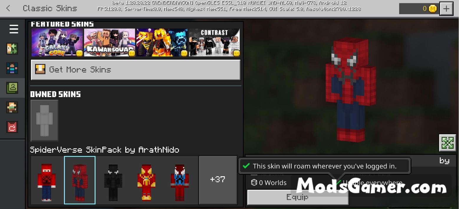 Minecraft PE Skin Pack: Spider-Verse | ModsGamer.com