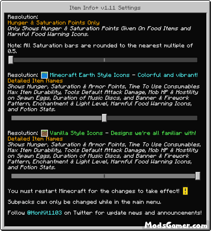 Item Info+ Textures pack - Mods for Minecraft