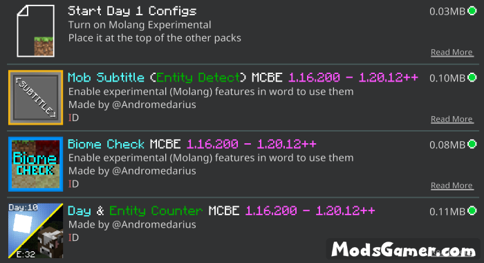Day & Entity Counter resource pack - Mods for Minecraft