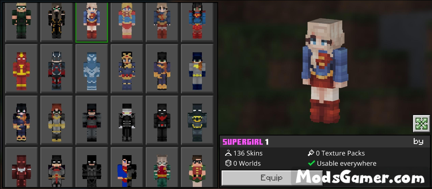 Minecraft PE Skin Pack: DC Universe | ModsGamer.com