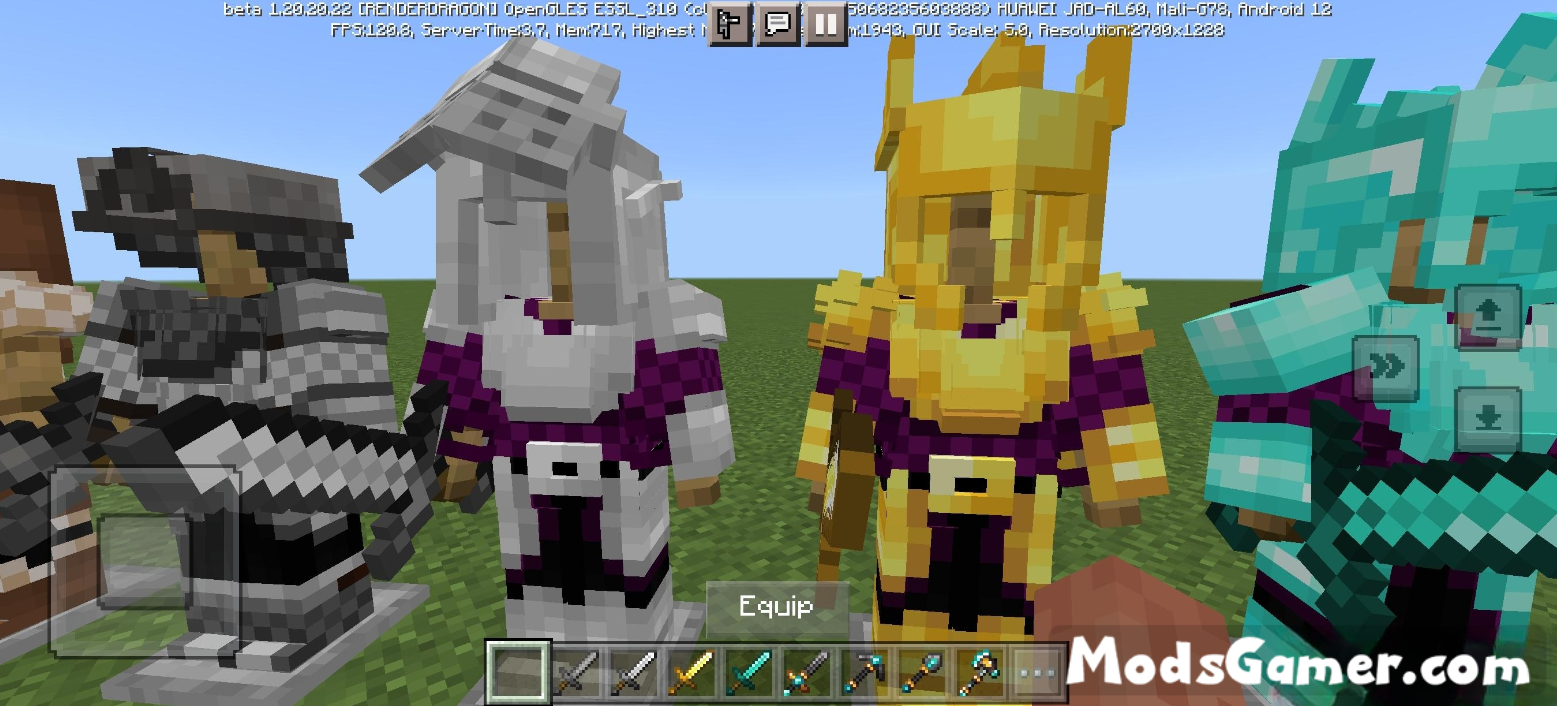 Minecraft PE Fantasy Knight 3D Armor and Helmets | ModsGamer.com