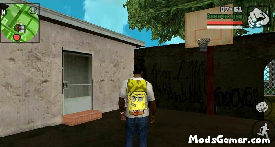 T-shirt with spongebob skin mod - Mods for Grand Theft Auto: San ...