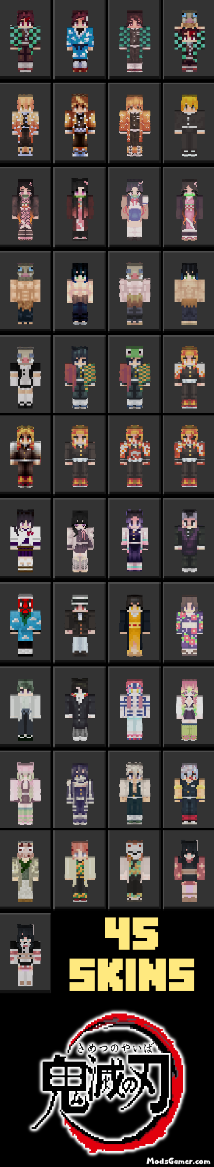 Demon Slayer SkinPack [45 Skins] - Mods for Minecraft