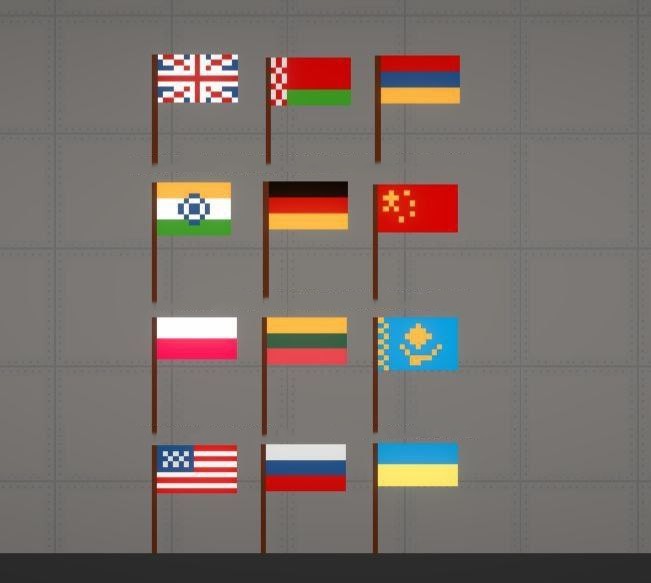 National flag Mod for 12 countries - Mods for Melon Playground Sandbox PG