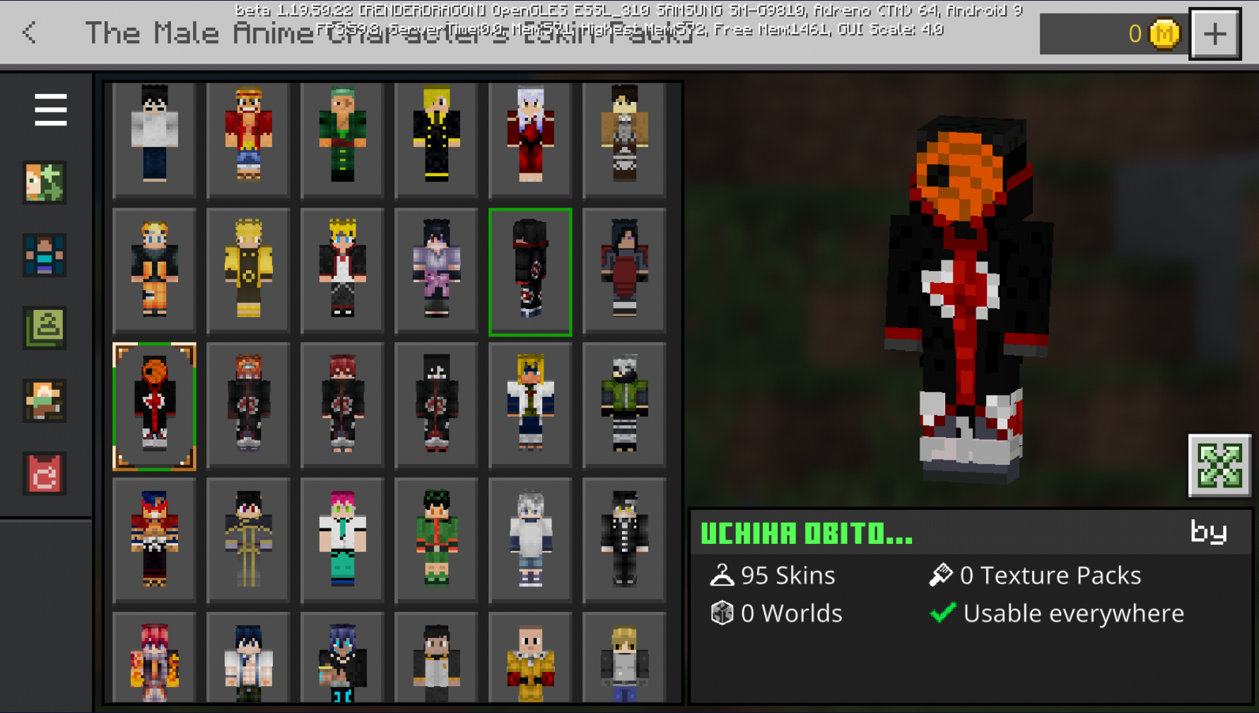 Skin Pack:The Male Anime Characters - Mods for Minecraft
