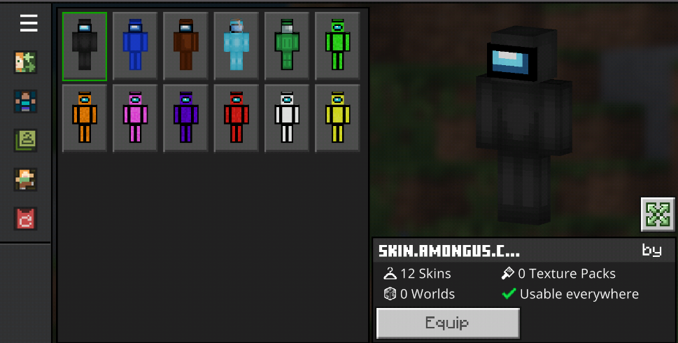 Among Us skin packs (12 skins) - Mods for Minecraft