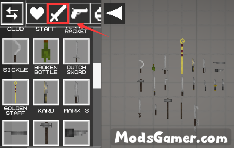 Melee Weapon Plus(official mod) - Mods for Melon Playground Sandbox PG
